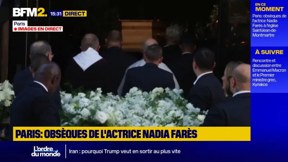 Nadia Farès: le cercueil de l'actrice entre dans l'église Saint-Jean de ...
