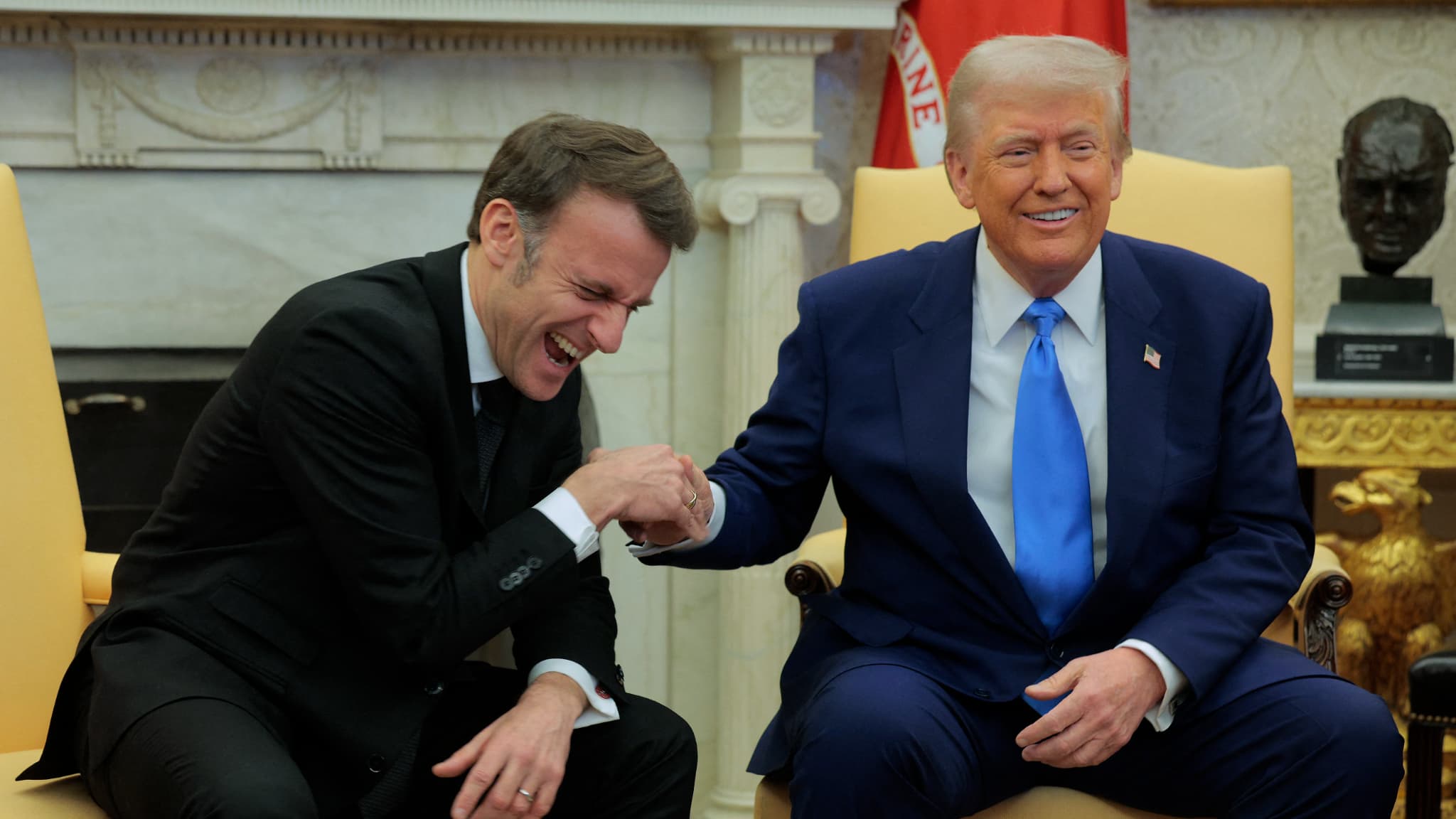 "Bonjour à ton épouse": Emmanuel Macron et Donald Trump affichent leur complicité à la Maison ...