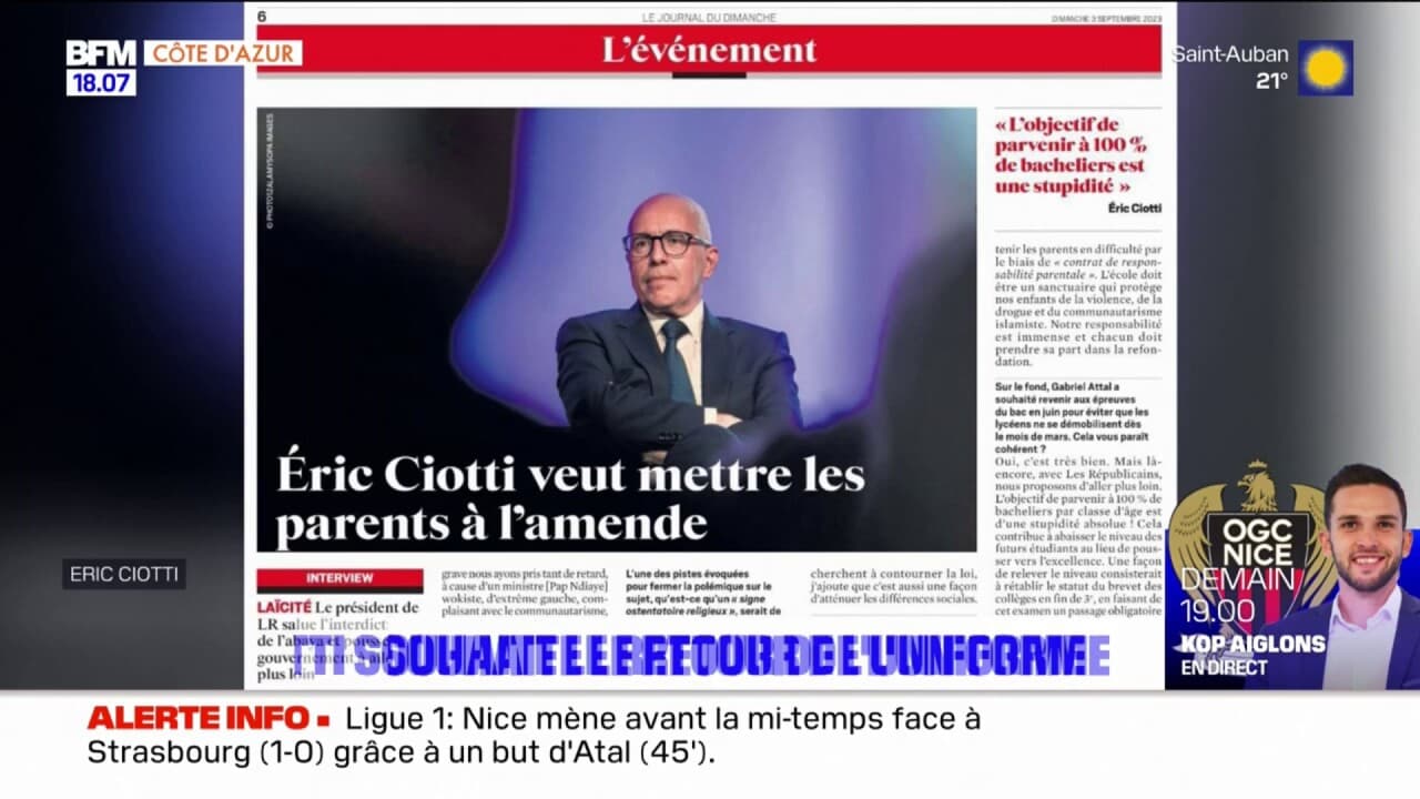 Éric Ciotti veut expérimenter le port de l'uniforme dans les collèges ... Éric Ciotti veut expérimenter le port de l'uniforme dans les collèges ...