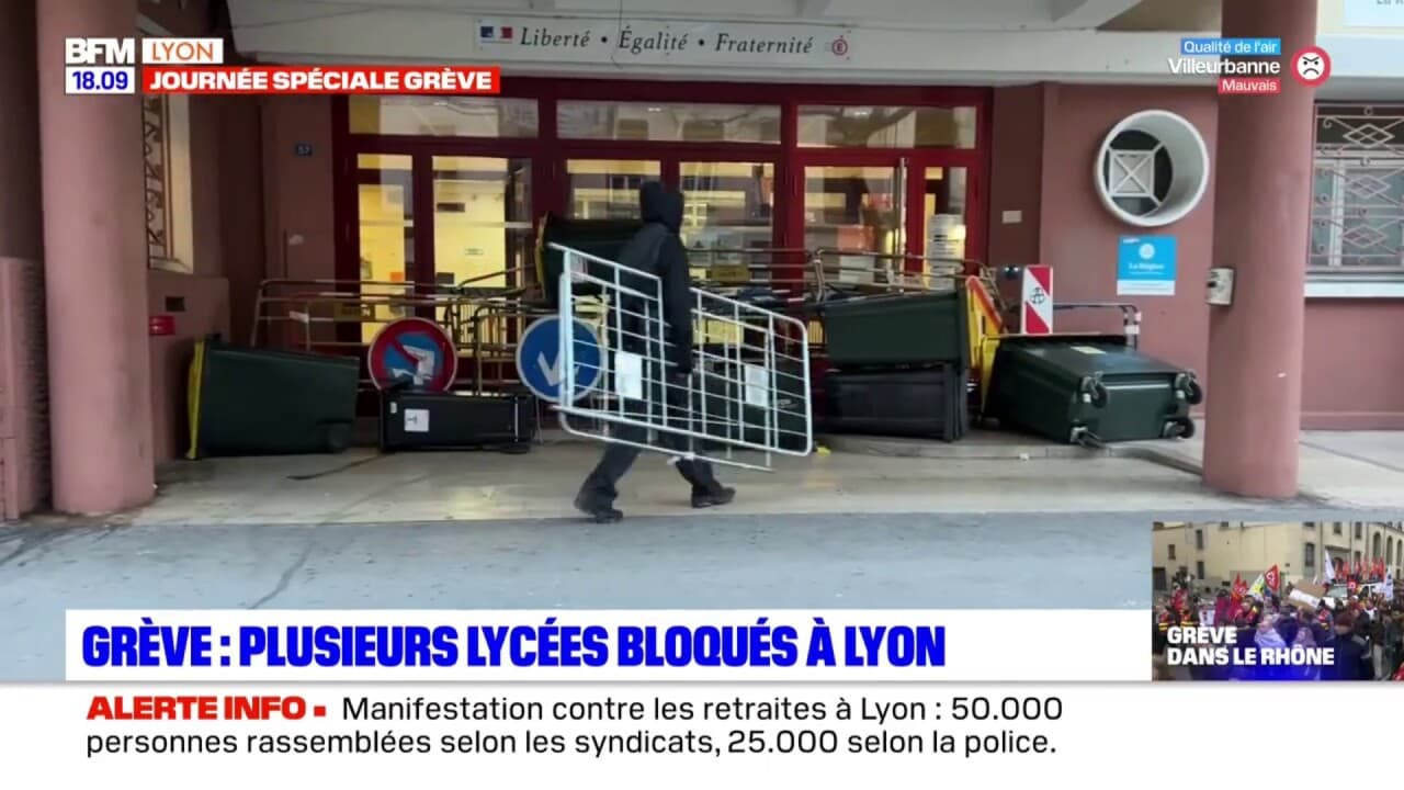 Retraites : plusieurs lycées de la métropole de Lyon bloqués dès ce mardi Retraites : plusieurs lycées de la métropole de Lyon bloqués dès ce mardi