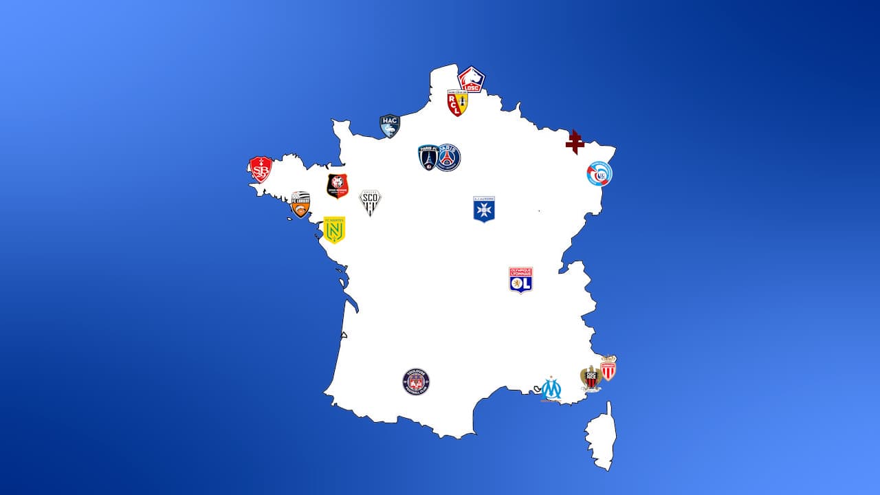 Ligue 1 : La carte de France de la saison 2025/26
