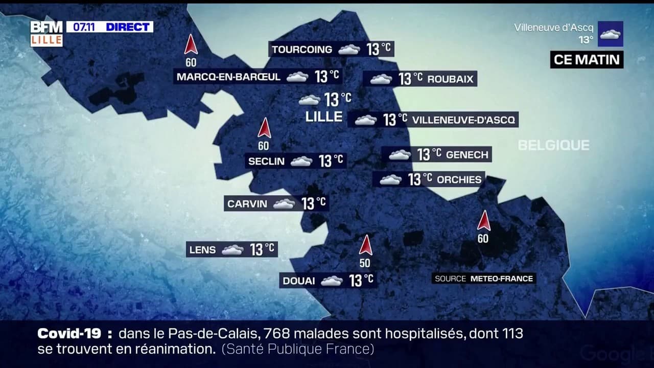 Météo Grand Lille: des nuages, de la pluie et du vent ce dimanche, 13°C ...
