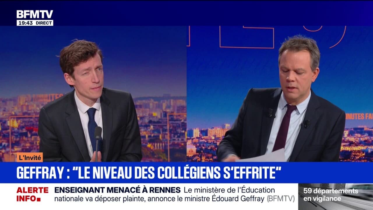 "Au collège, on constate un niveau qui s'effrite", déclare Édouard ...