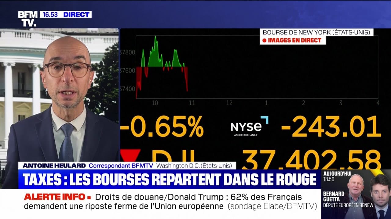 Story 1 : Bourses dans le rouge, "tout va bien se passer", rassure Trump - 09/04