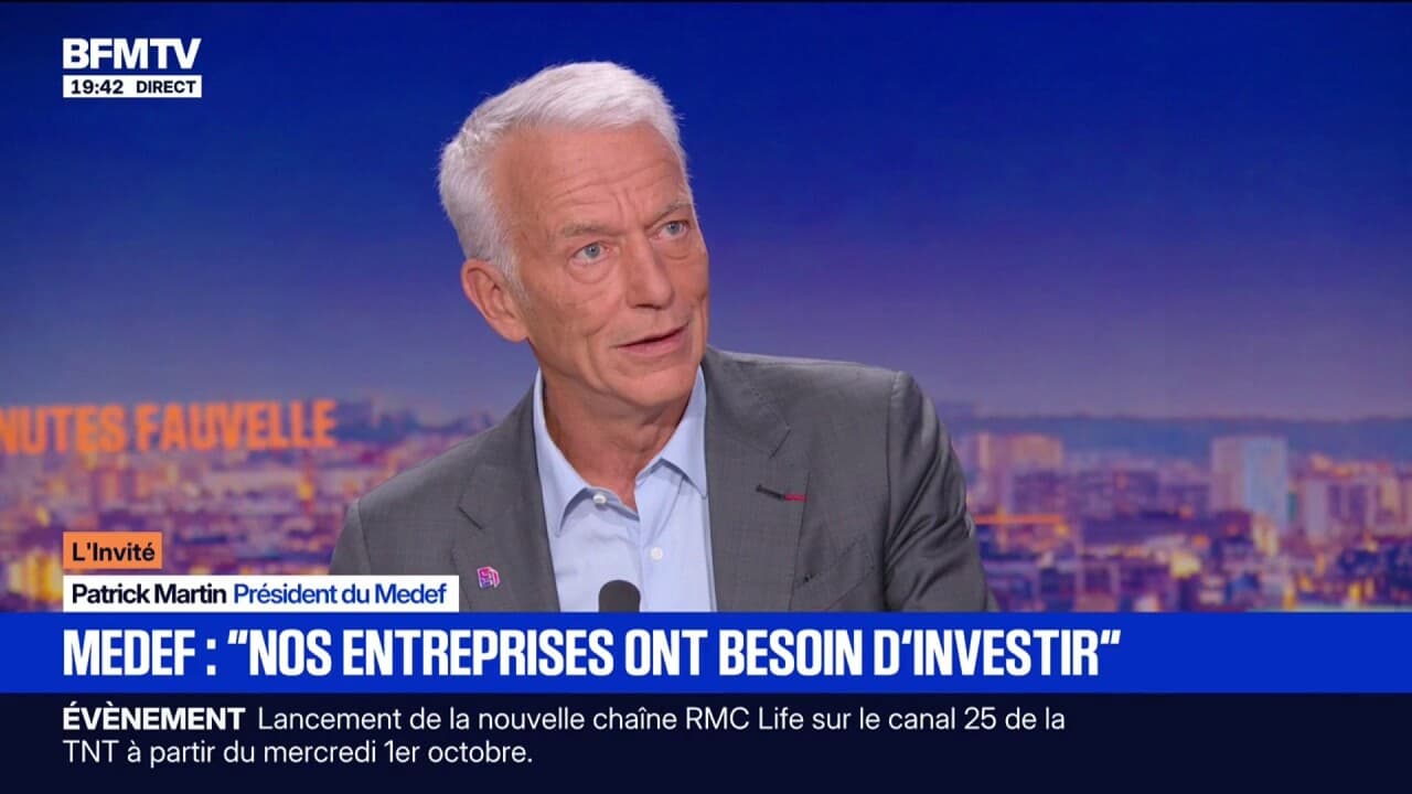 Aides aux entreprises: Patrick Martin, président du Medef, rappelle que ...