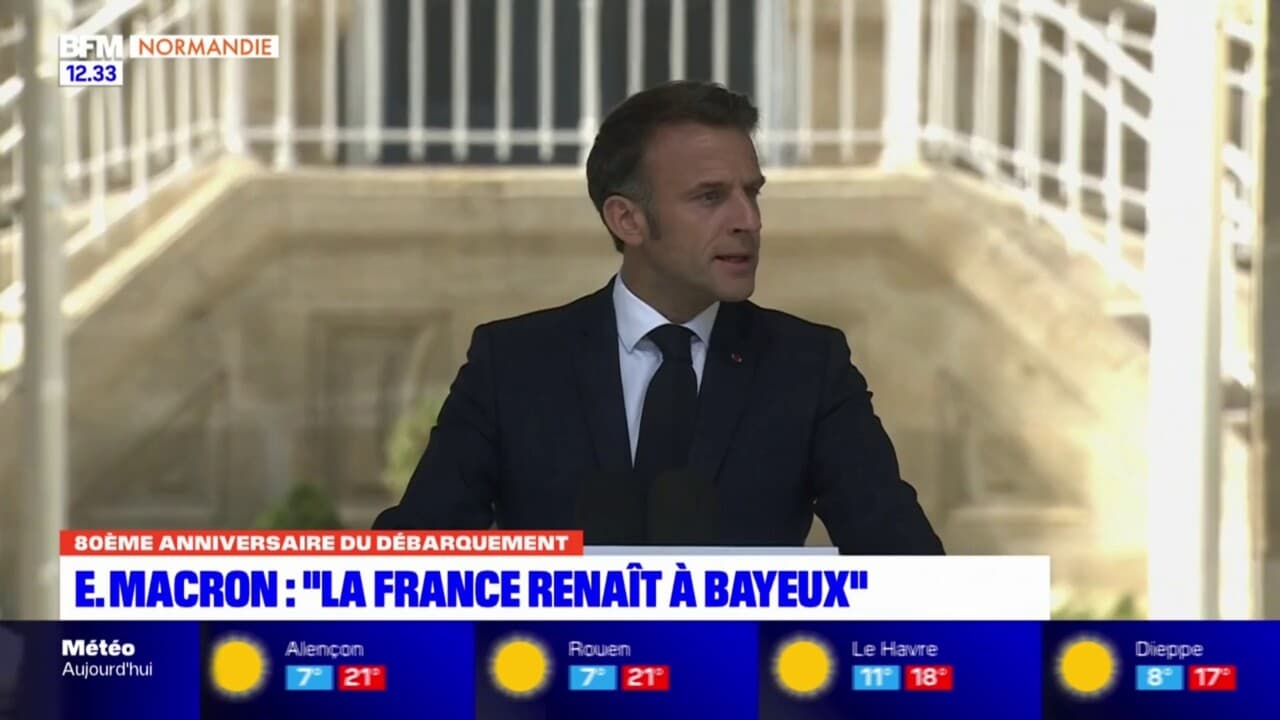 80 ans du Débarquement: à Bayeux, Macron célèbre De Gaulle et la ...