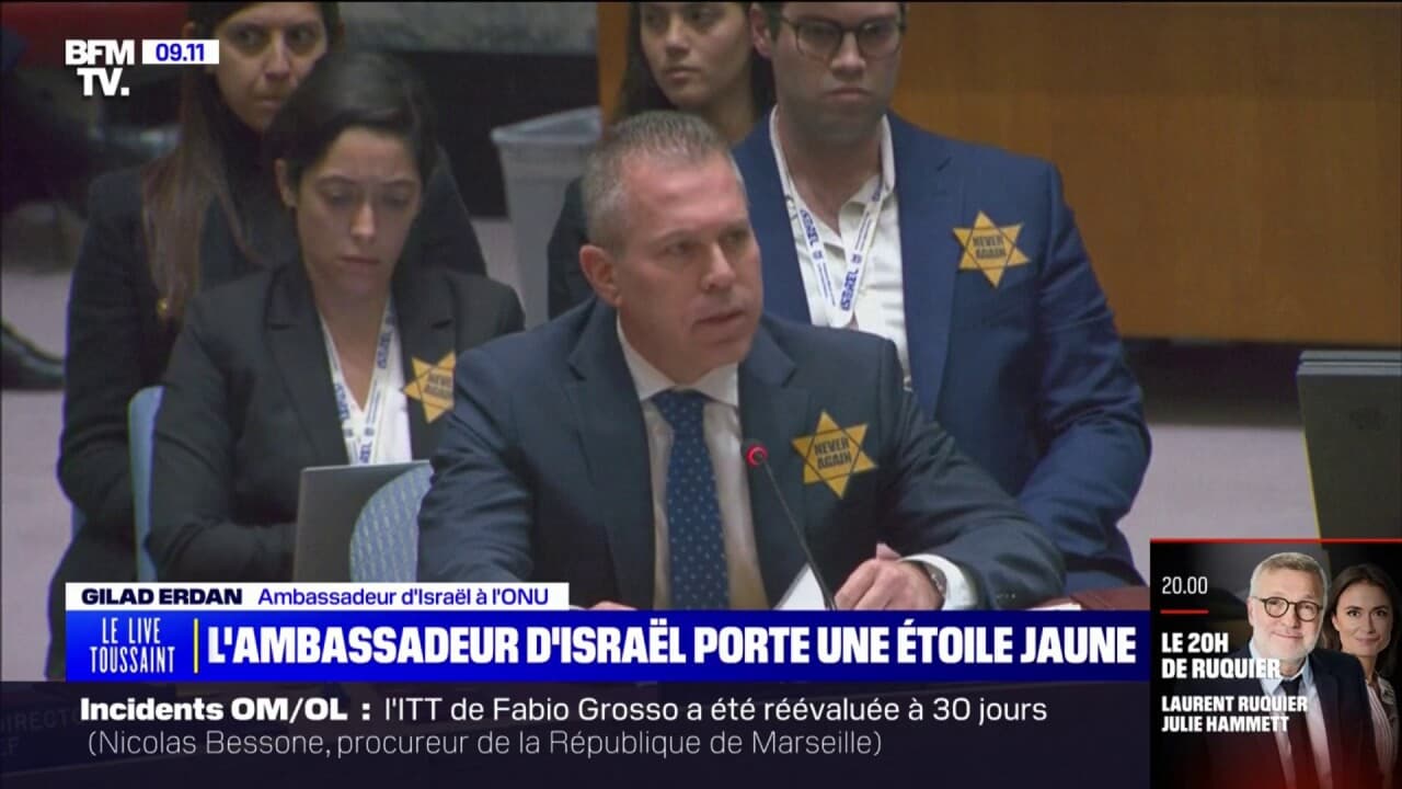 L'ambassadeur israélien à l'ONU, Gilad Erdan, a accroché une étoile ... L'ambassadeur israélien à l'ONU, Gilad Erdan, a accroché une étoile ...