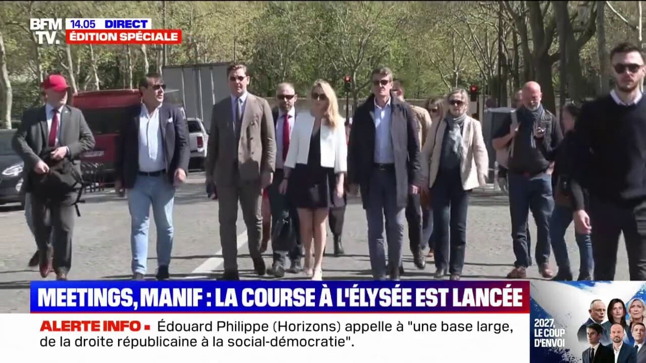 Meeting RN: Marion Maréchal Le Pen arrive au rassemblement place Vauban ...