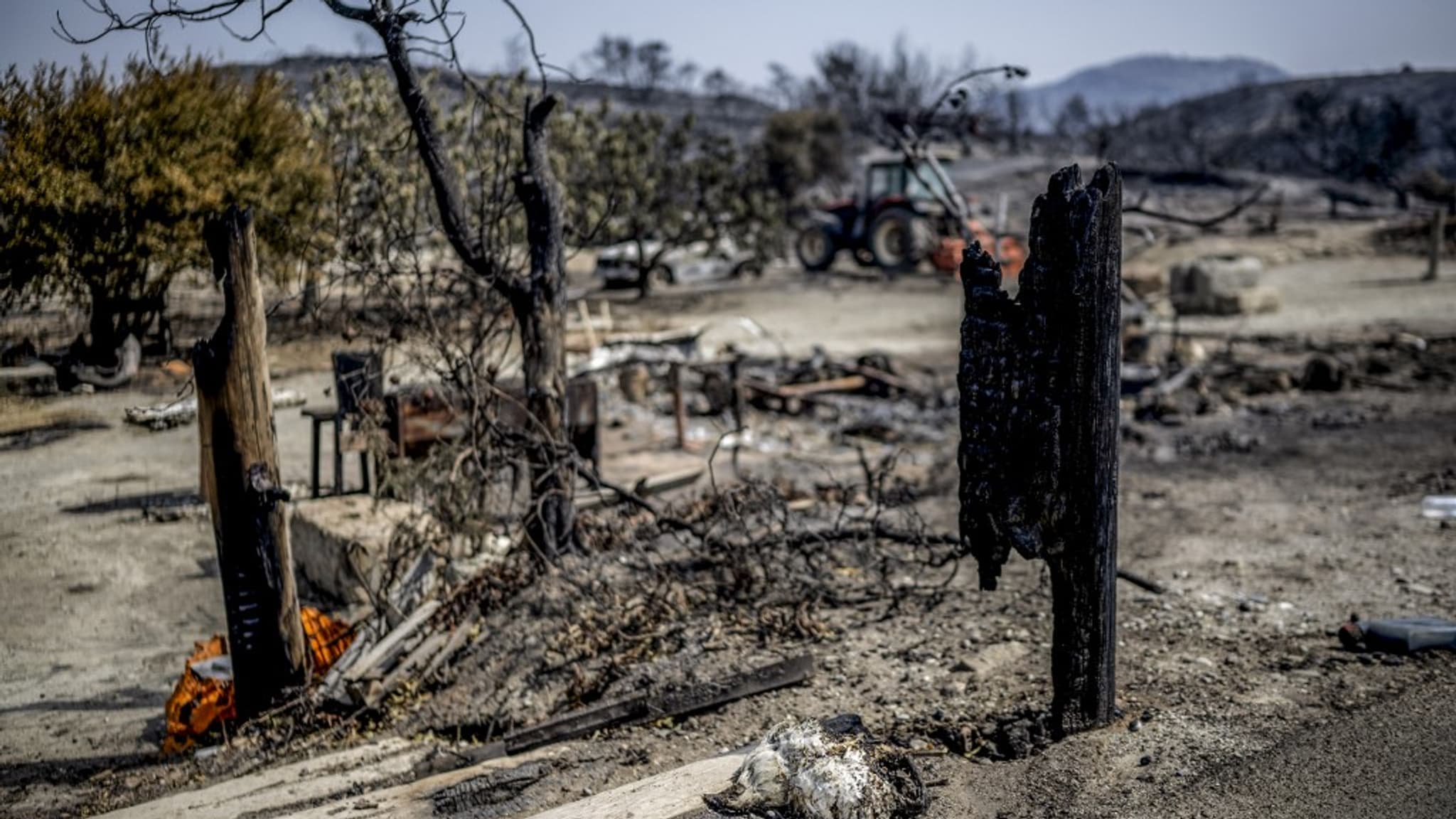 Grèce: les images des ravages des incendies encore en cours sur l'île ...