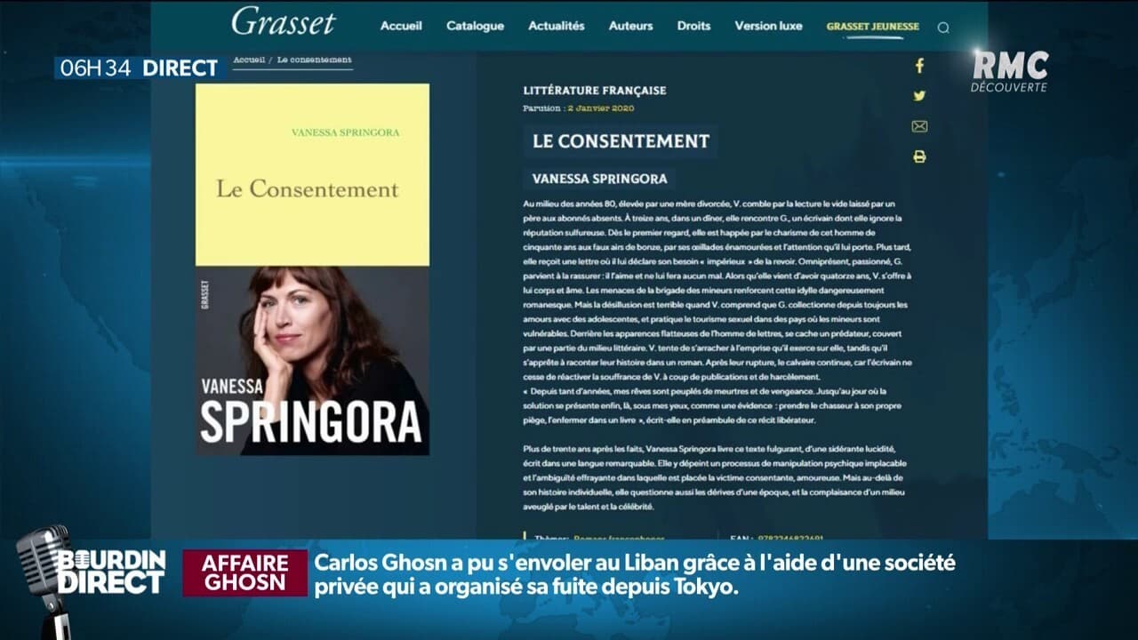 Avec son livre "Le Consentement", Vanessa Springora revient sans filtre ...