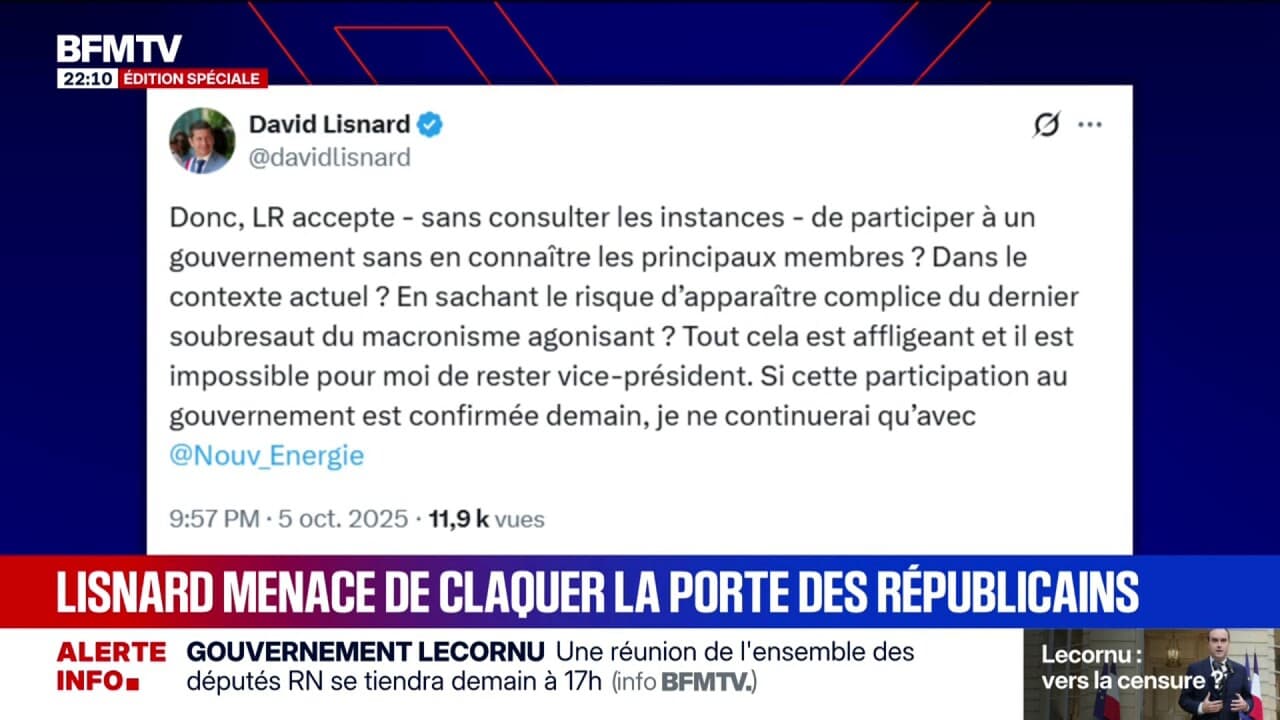 "Il est impossible pour moi de rester vice-président" des LR: David ...