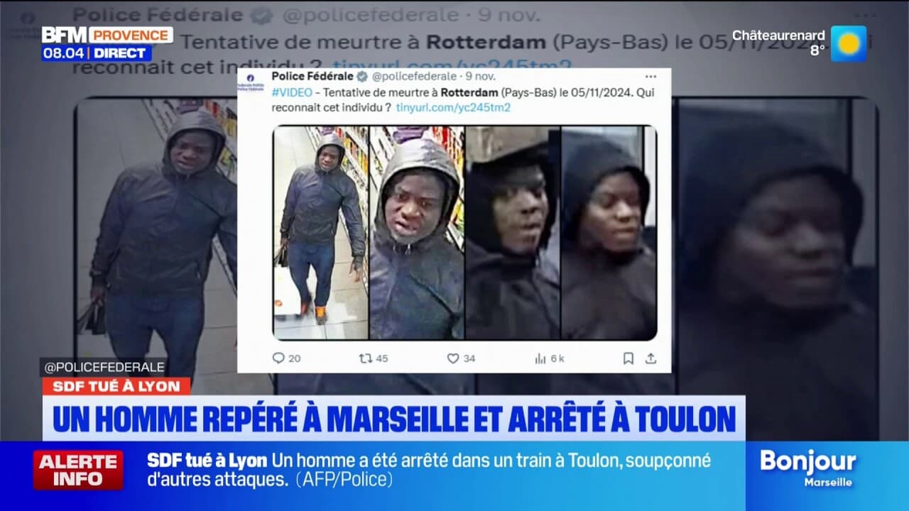 SDF tué à Lyon : un homme arrêté à Toulon après avoir été repéré à ...
