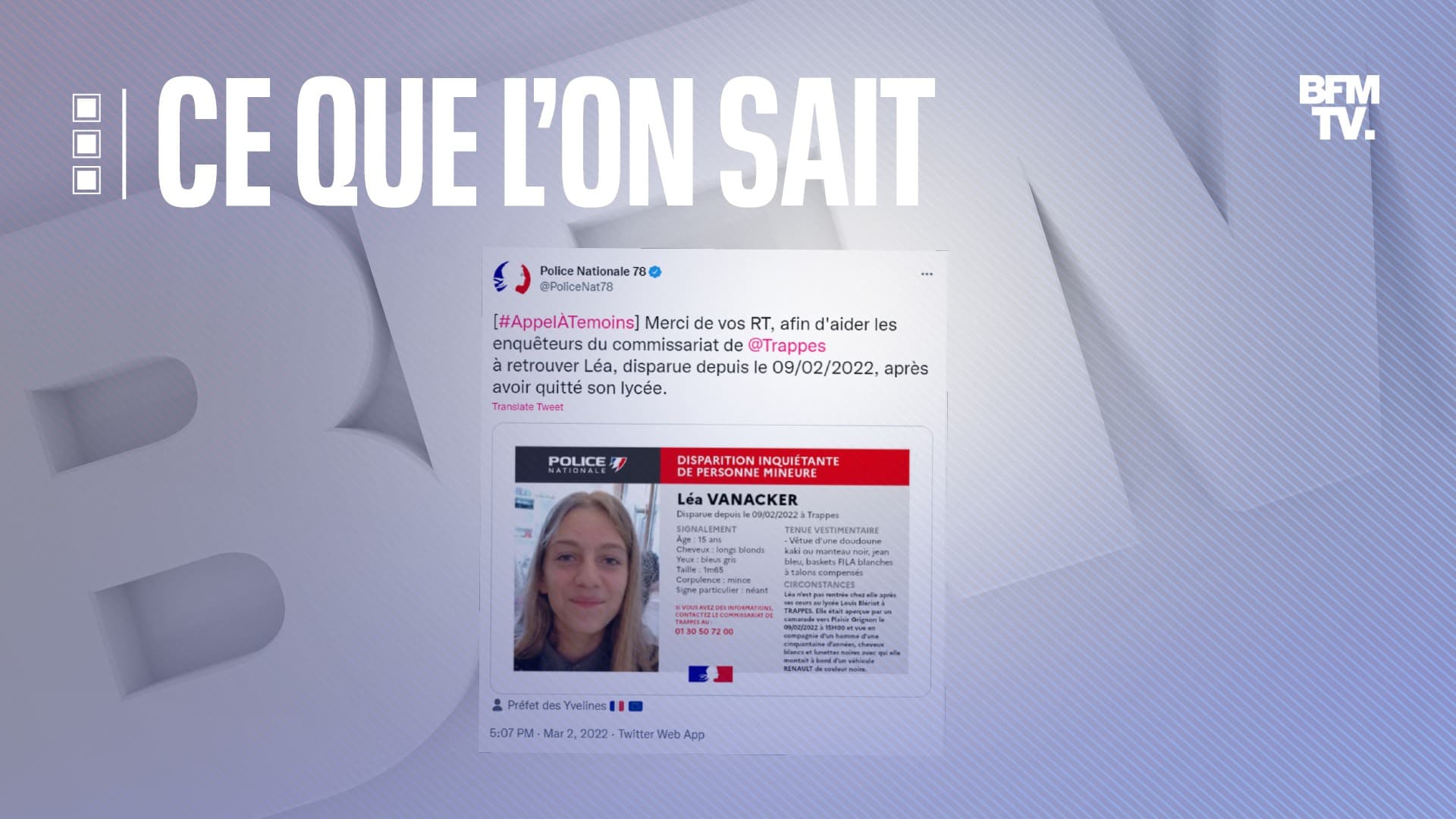 Ce que l'on sait de la disparition inquiétante d'une adolescente dans ...