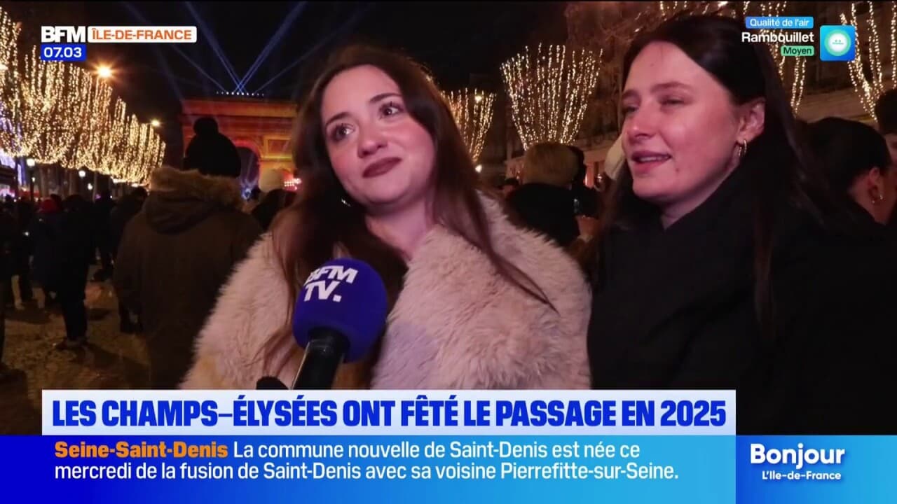 De nombreux franciliens sur les Champs-Élysées pour le passage en 2025