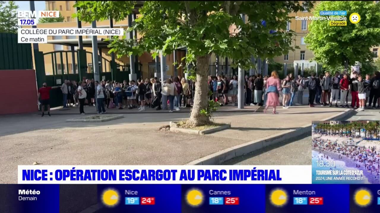 Nice: opération escargot à l'entrée du collège du Parc impérial