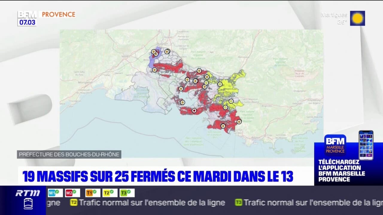 Bouches-du-Rhône: 19 massifs fermés sur 25 en raison des risques d'incendie