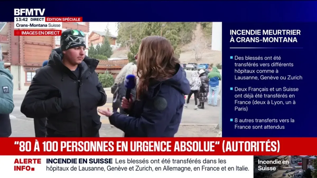 Incendie en Suisse: "C'est une tragédie", déplore ce jeune homme qui ...