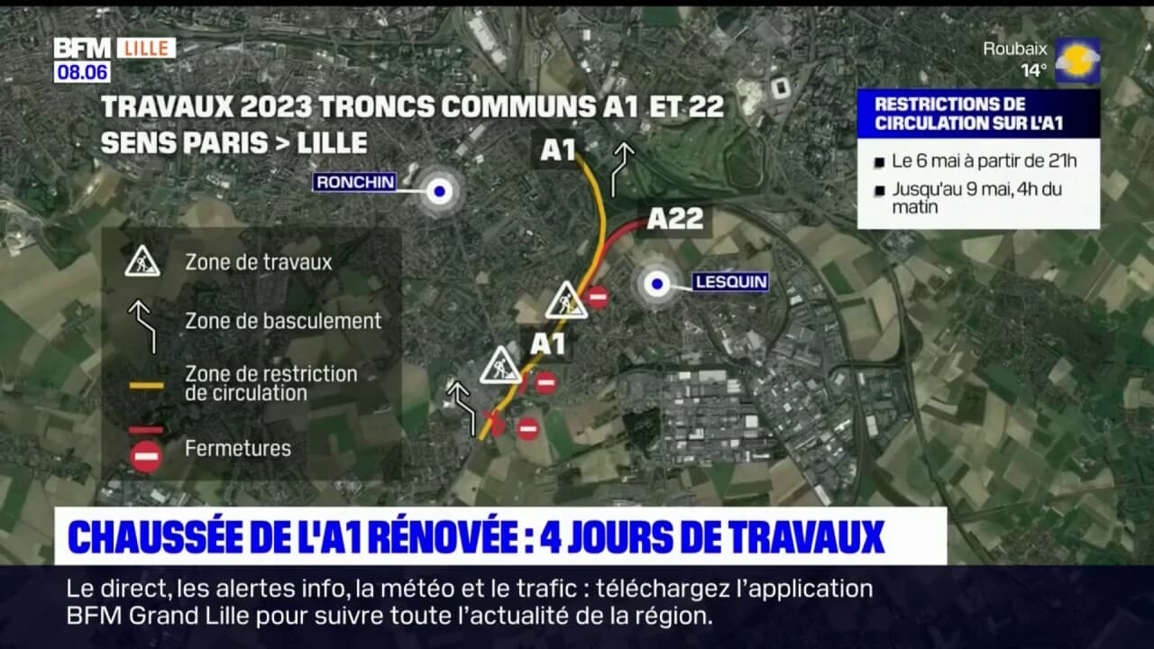 Nord: l'autoroute A1 fermée pendant quatre jours pour des travaux ...