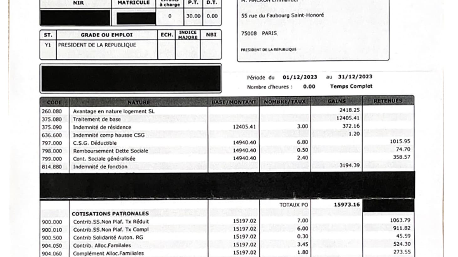 Voici à quoi ressemble le bulletin de paie d'Emmanuel Macron