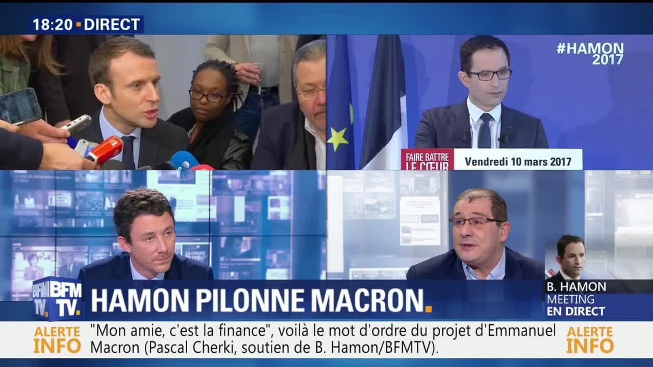 Présidentielle: Hamon pilonne Macron