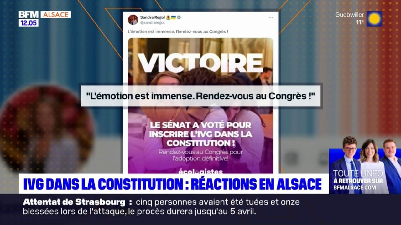 "L'émotion est immense": les élus d'Alsace saluent le vote du Sénat sur l'inscription de l'IVG ...