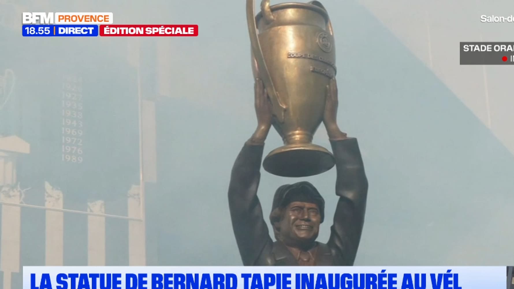 DIRECT. OM: les 1eres images de la statue de Bernard Tapie, inaugurée ...