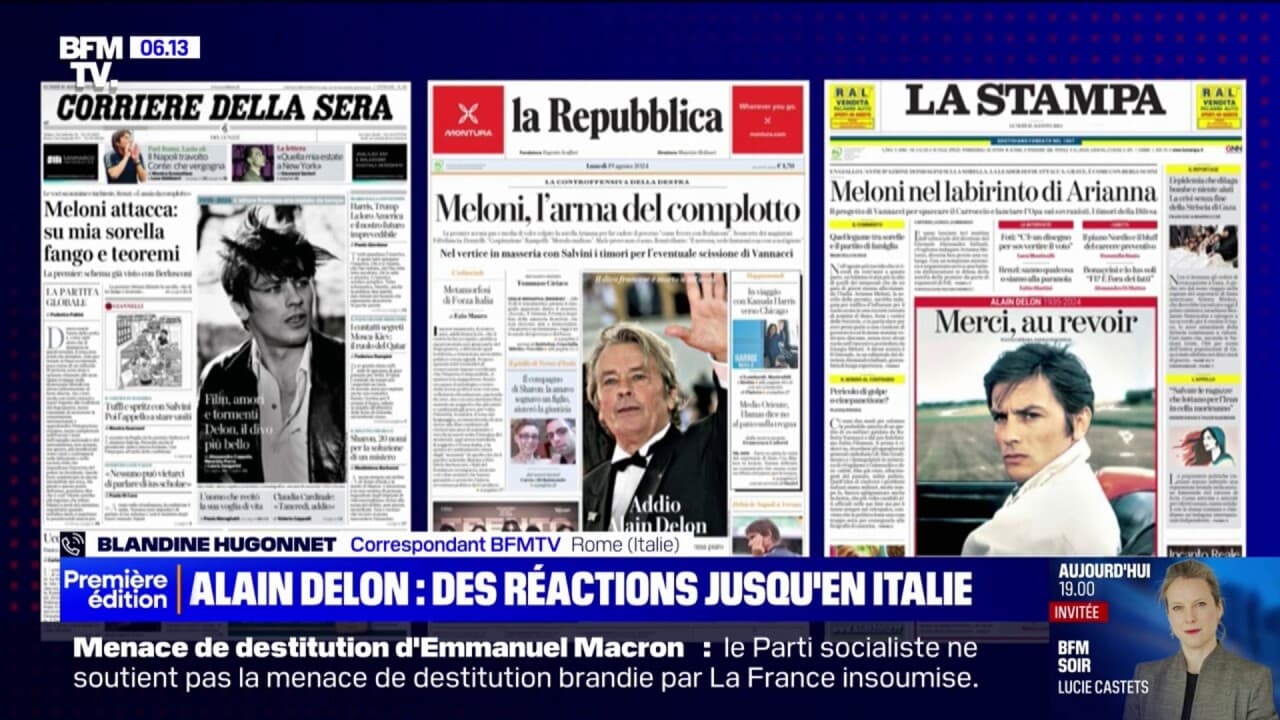 Mort d'Alain Delon: les hommages de la presse italienne