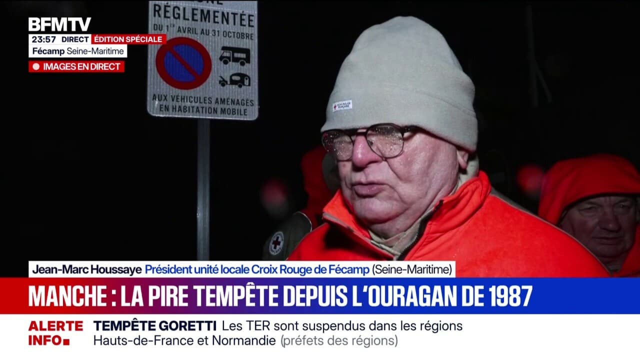 Tempête Goretti: à Fécamp en Seine-Maritime, la Croix-Rouge effectue ...