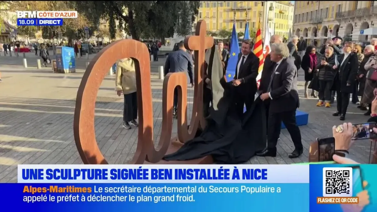 Une sculpture signée Ben installée place Garibaldi à Nice