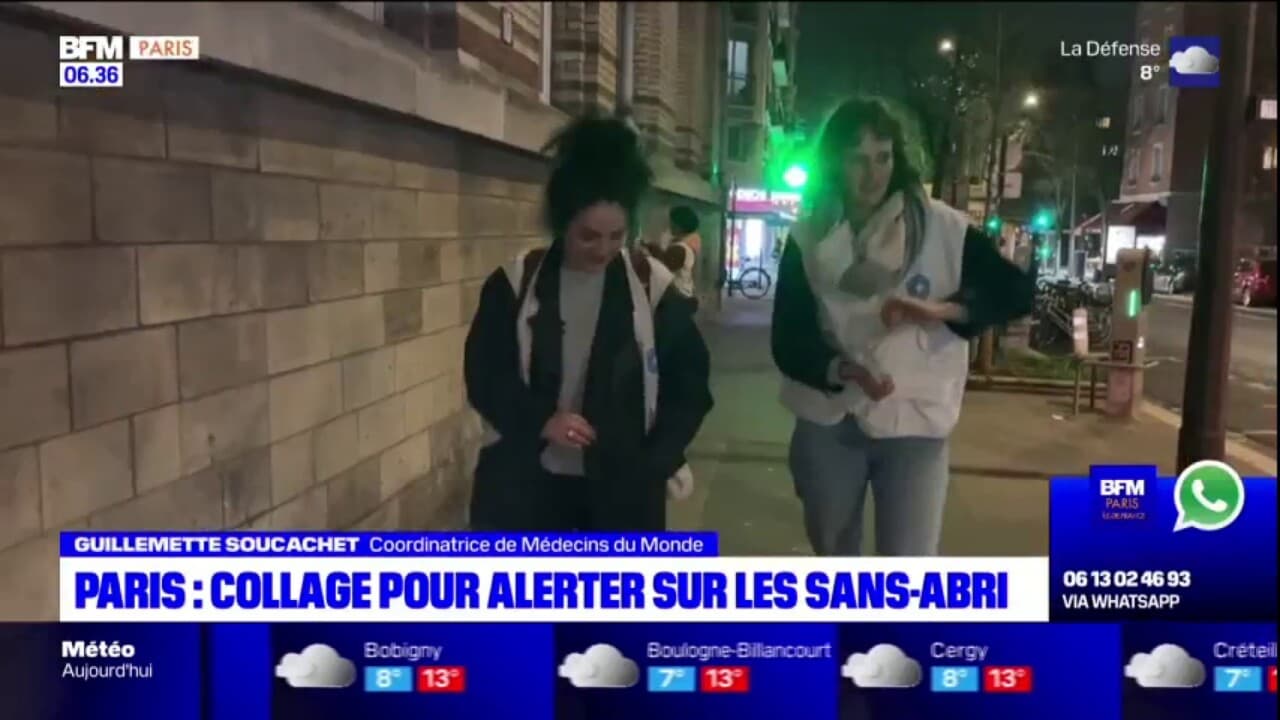 Paris: du collage de stickers pour alerter sur la santé des personnes sans-abri