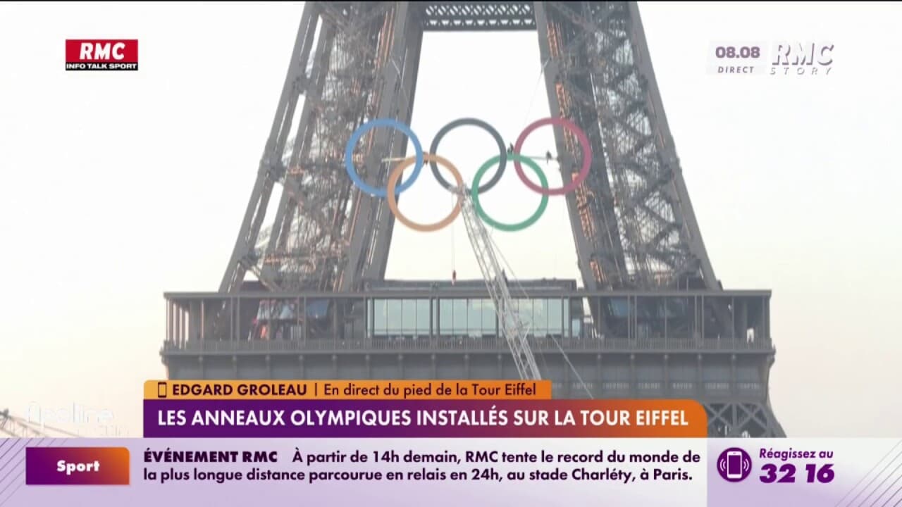 JO : Les anneaux olympiques visibles sur la Tour Eiffel