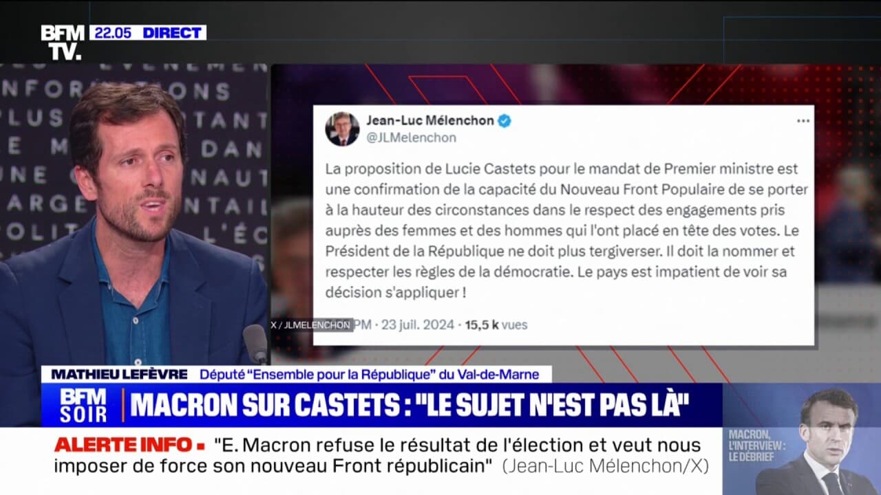 Mathieu Lefèvre (Ensemble): "Jean-Luc Mélenchon est la personnalité ...
