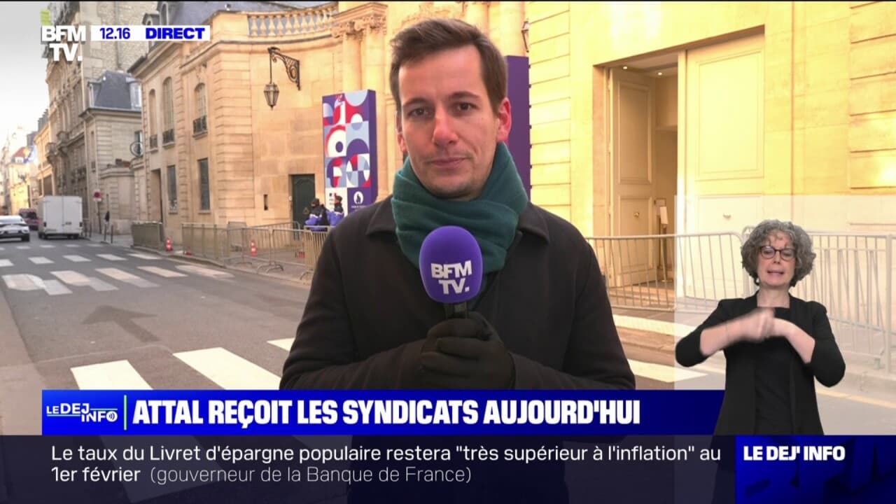Le Premier ministre, Gabriel Attal, reçoit les syndicats à l'hôtel de ...