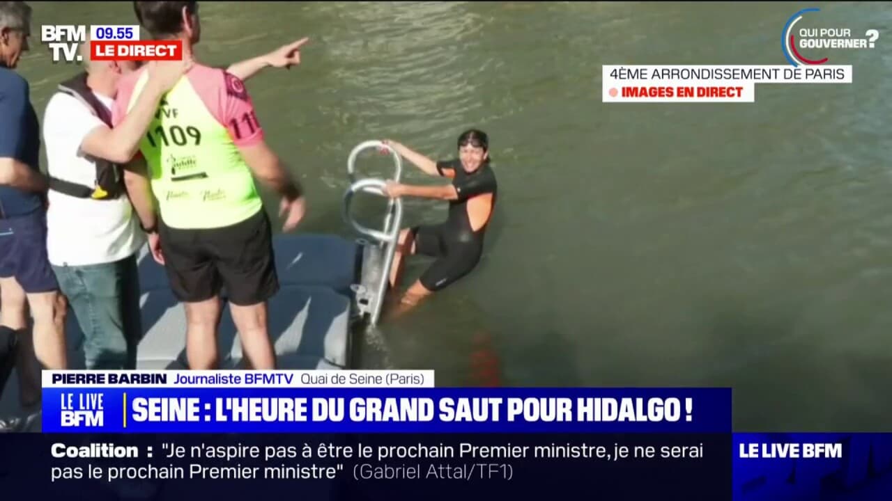 Anne Hidalgo se baigne dans la Seine, 9 jours avant le début des JO de ...