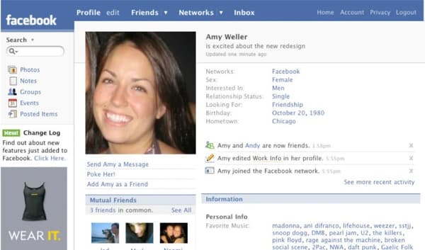 Facebook fête ses 20 ans: voici à quoi ressemblait le site à ses débuts