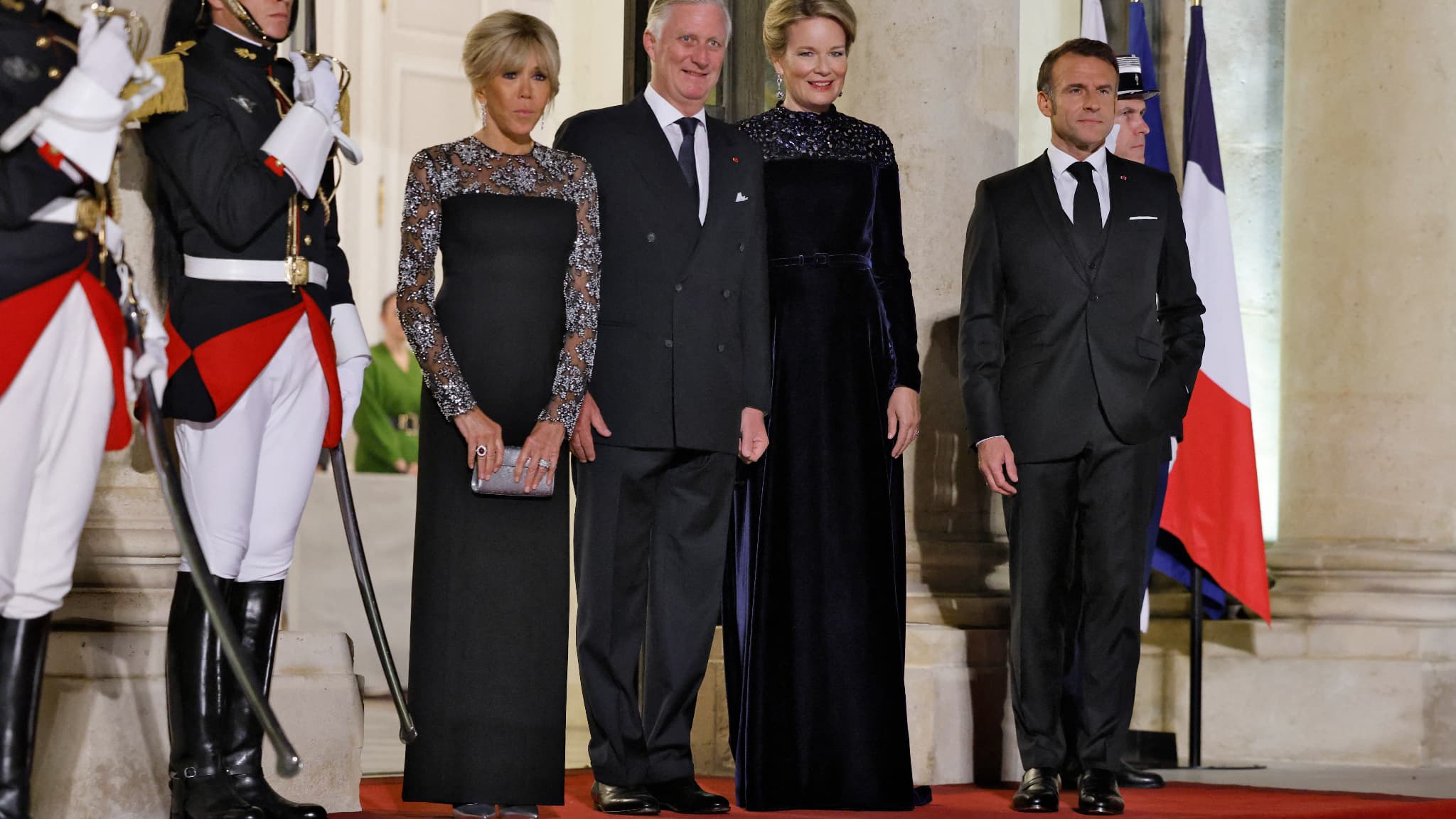 Visite du couple royal belge en France: les images du dîner à l'Élysée