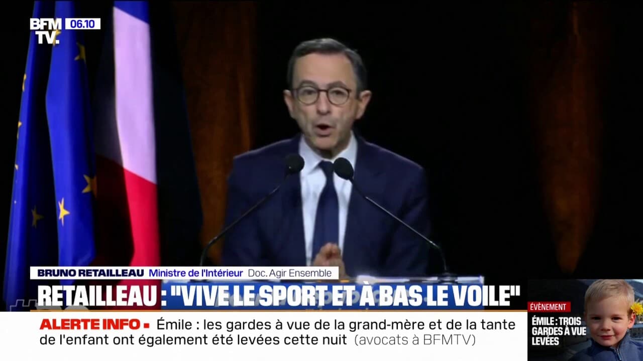 "Vive le sport et à bas le voile": Bruno Retailleau s'est exprimé lors d'un rassemblement ...