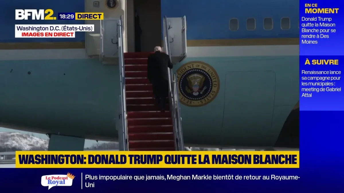 Washington: le président américain Donald Trump quitte la Maison ...
