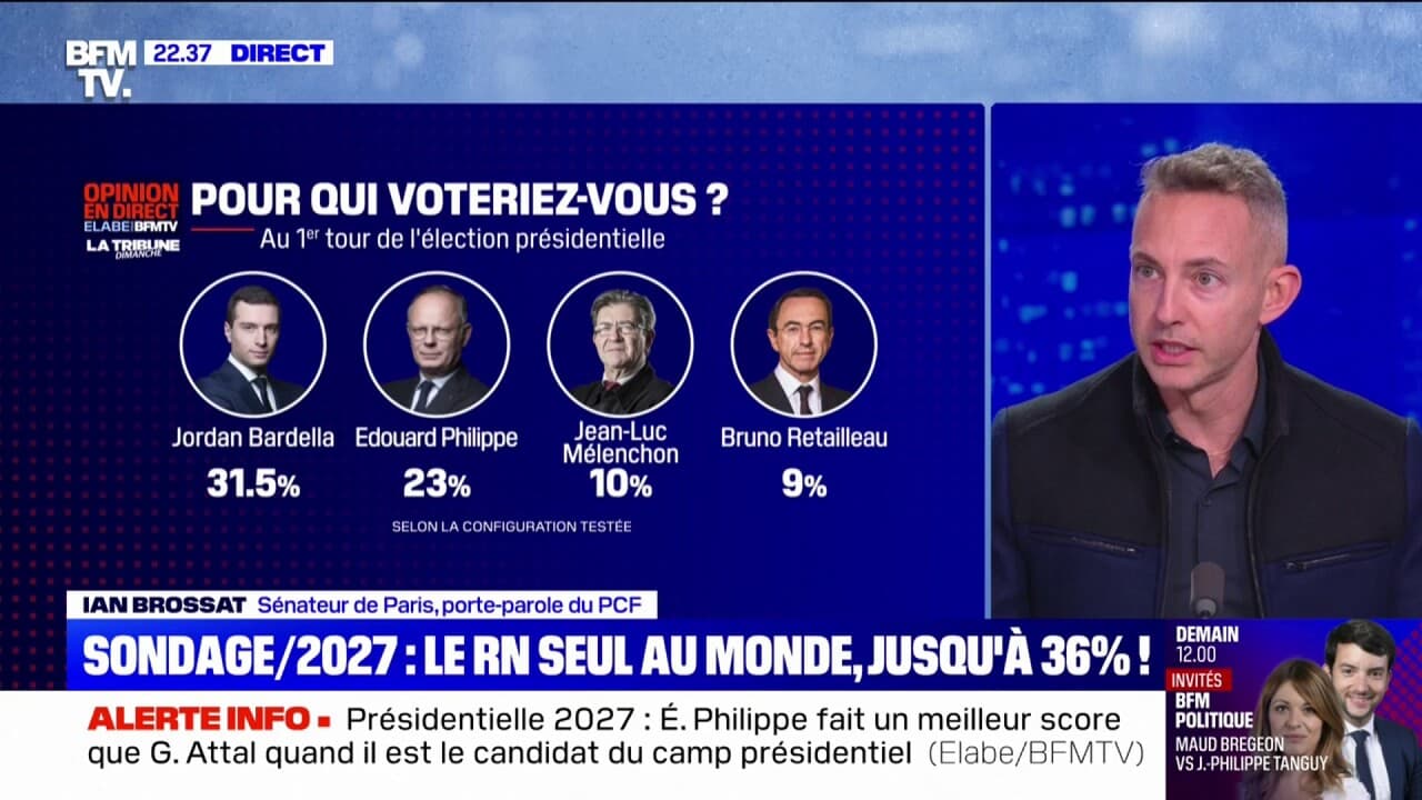 Sondage présidentielle 2027: "La gauche a besoin d'avoir un candidat qui rassemble", indique Ian ...