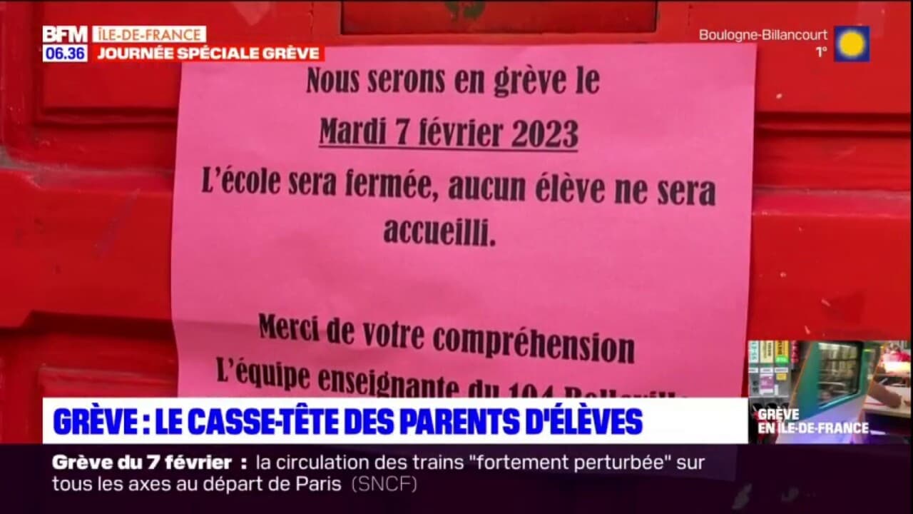 Grève du 7 février: le casse-tête des parents d'élèves à Paris Grève du 7 février: le casse-tête des parents d'élèves à Paris