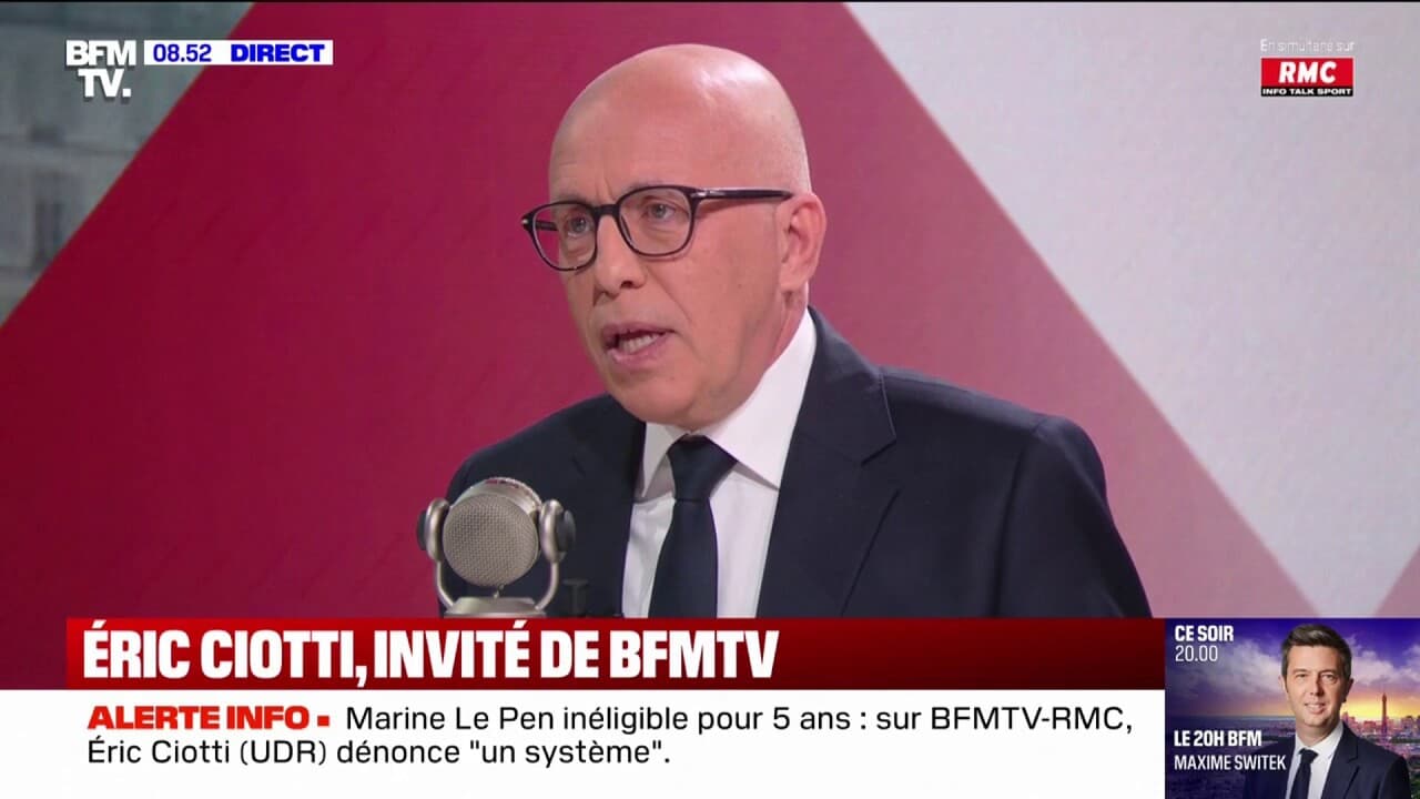 "C'est une forme de lâcheté": Éric Ciotti dénonce le revirement de ...