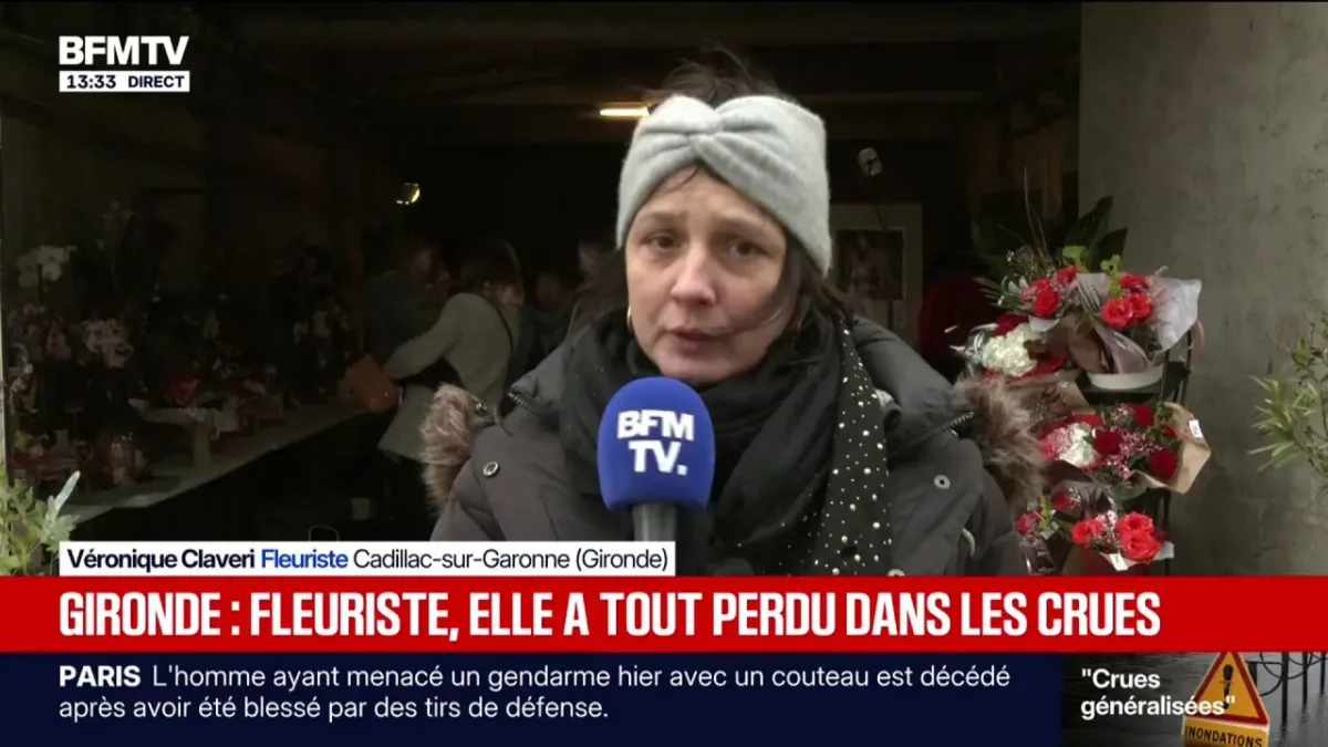 La boutique de Véronique Claveri, fleuriste en Gironde, est touchée par ...