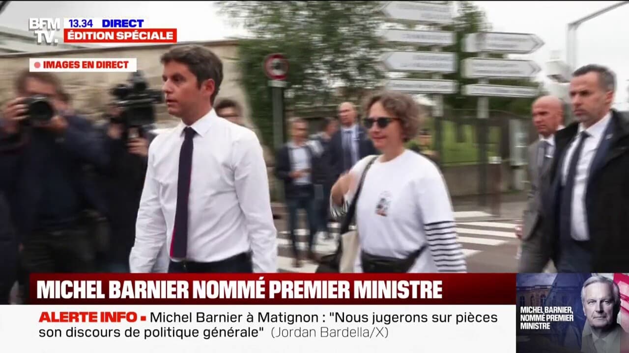 Pour son dernier déplacement de Premier ministre, Gabriel Attal est à Poissy pour la marche ...