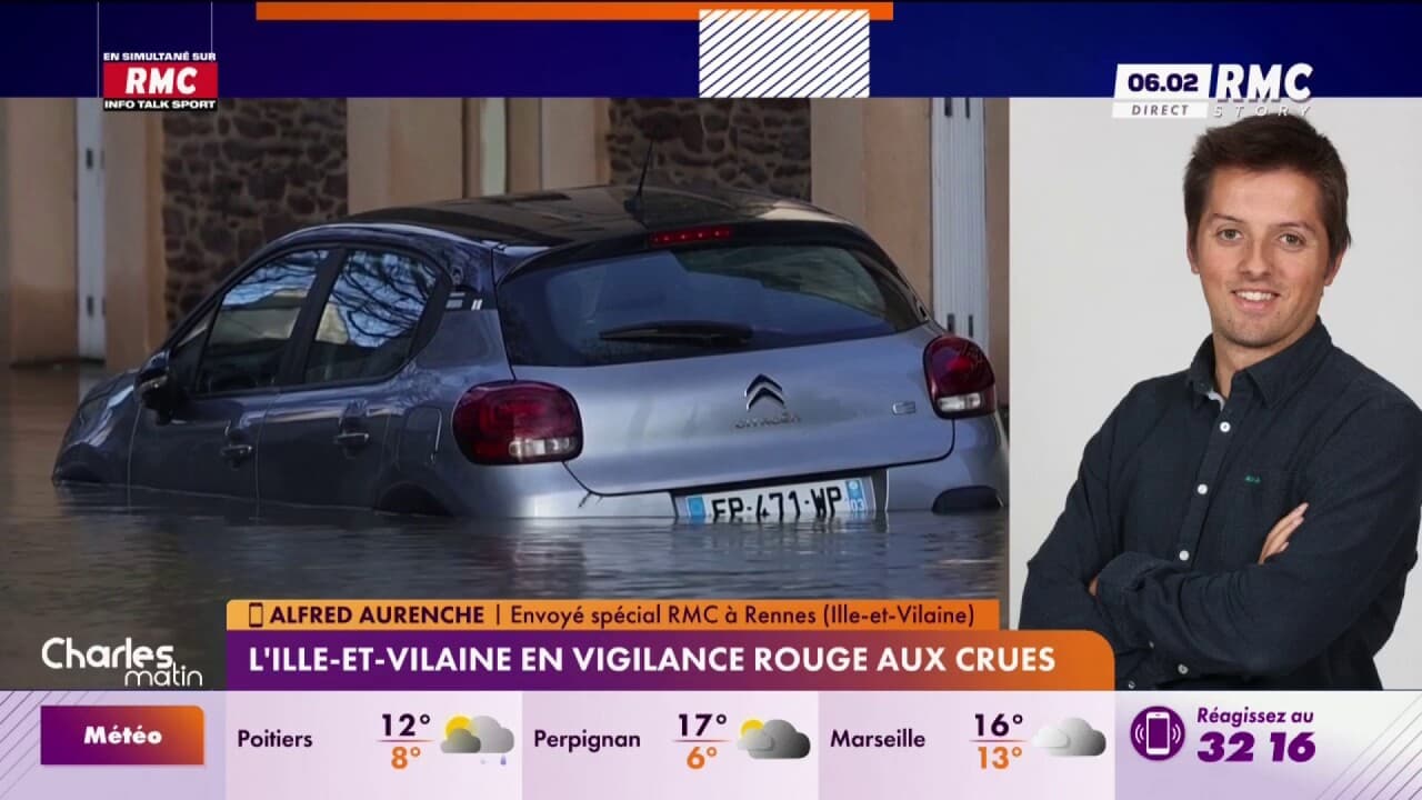 Tempête Herminia: le record de crue en passe d'être battu au sud de Rennes