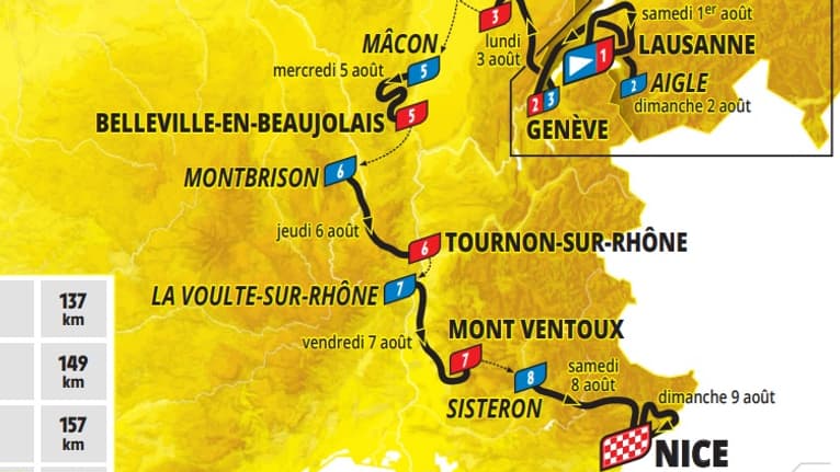 Carte. Tour de France Femmes 2026: Suisse, Mont Ventoux… tracé, étapes ...
