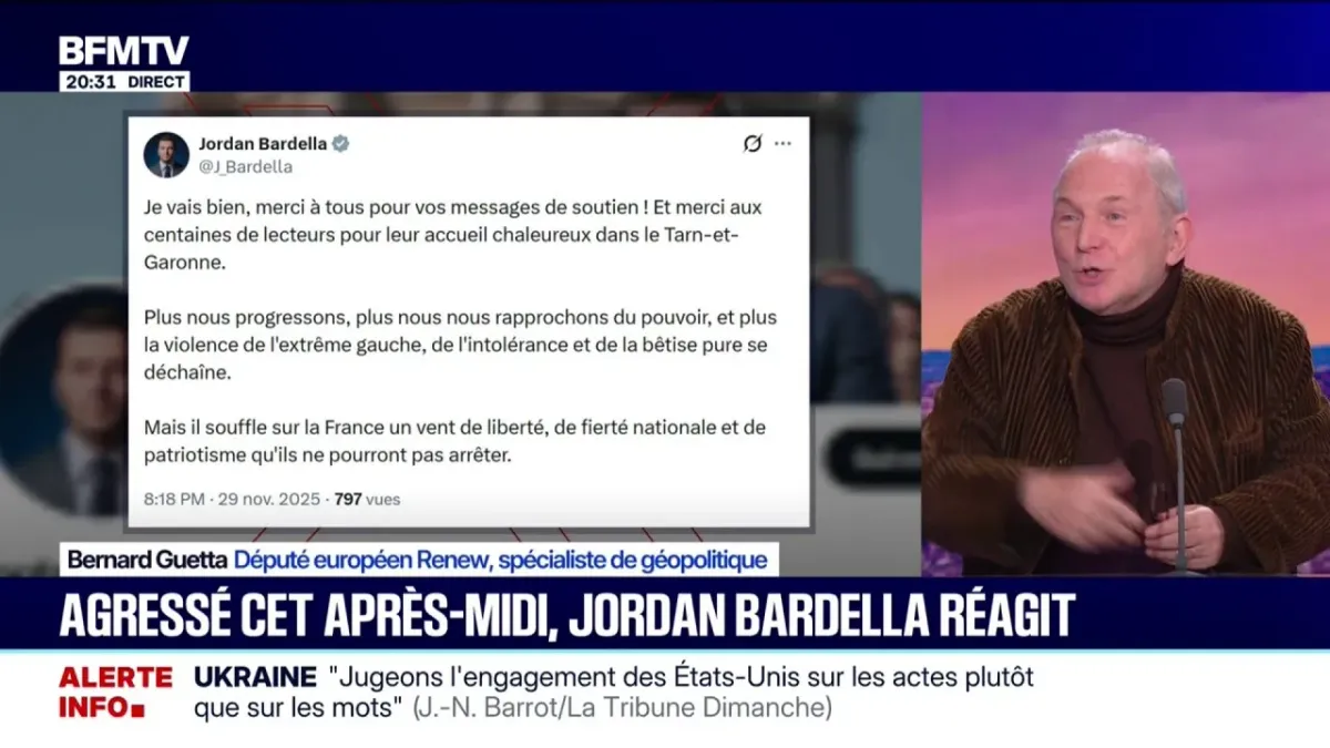 "Je vais bien": Jordan Bardella (RN) réagit après son agression dans le ...