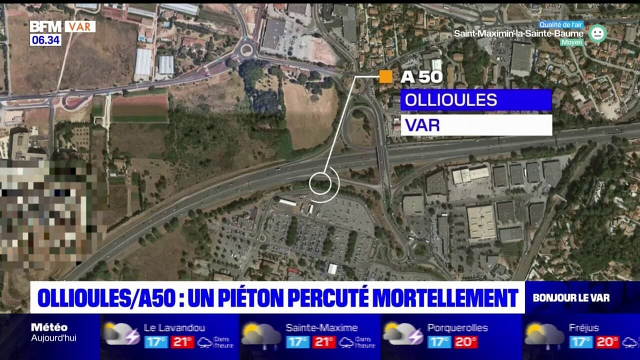 Var: un piéton mortellement percuté sur l'A50 au niveau d'Ollioules