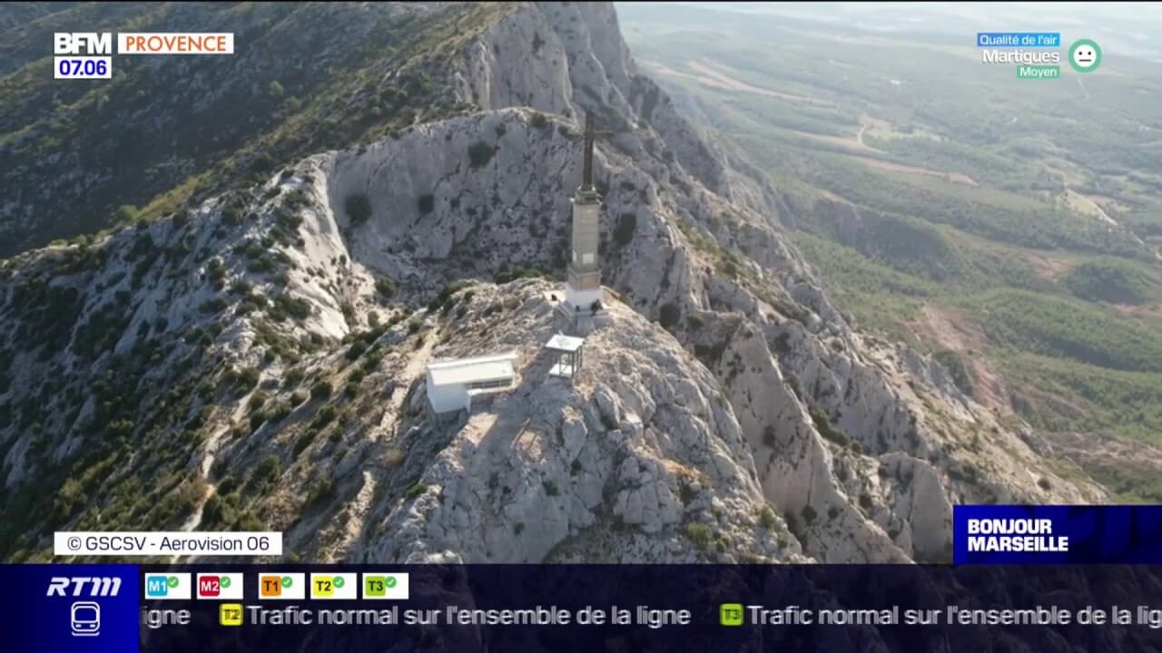 La Croix de Provence rénovée au sommet de la montagne Sainte-Victoire