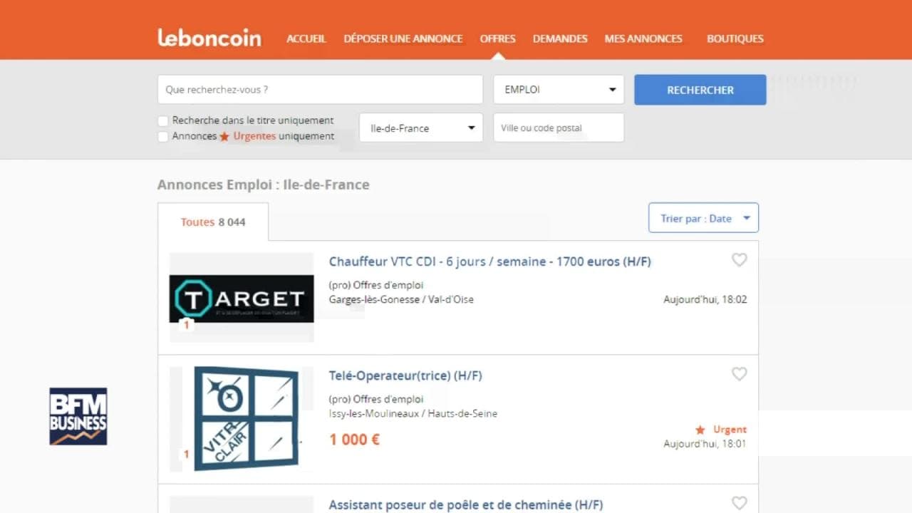 Le Boncoin, premier site privé de recherche d'emploi