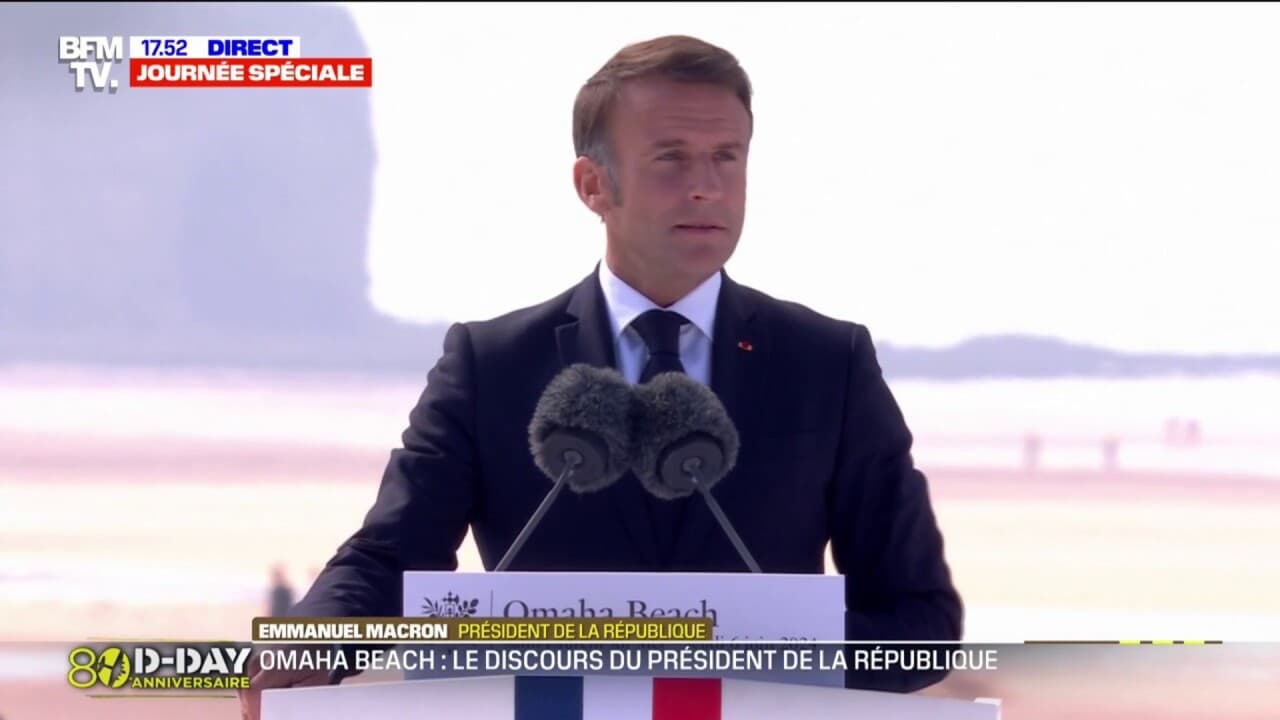 Emmanuel Macron à Omaha Beach: "Ici, il y a 80 ans jour pour jour, ces ...